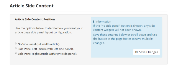 Articles Settings Management