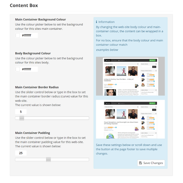 Web-Site Settings Management