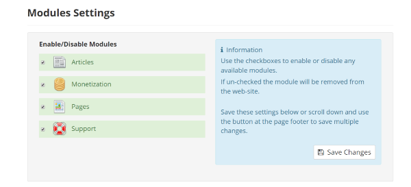 Web-Site Settings Management